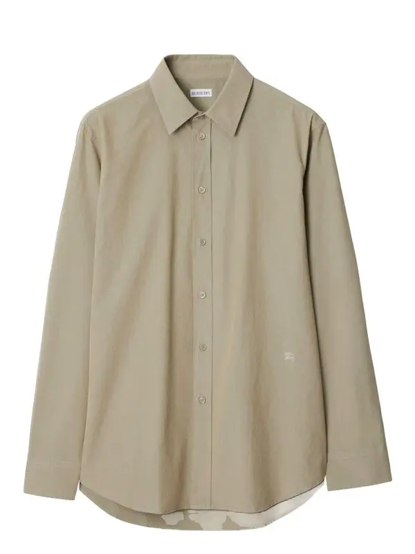Burberry Edk-embroidered Cotton Shirt - Neutrals