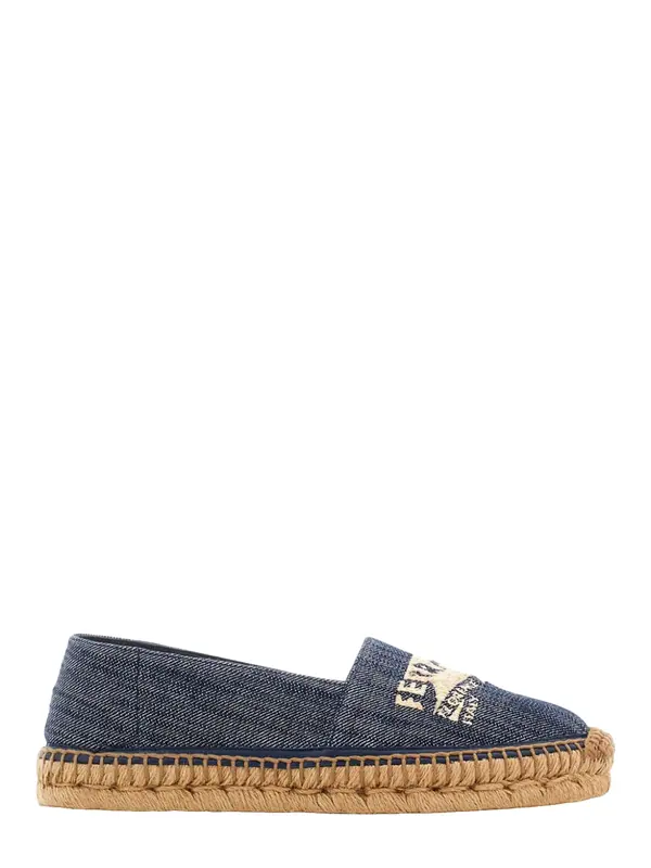 FERRAGAMO Logo-embroidered Denim Espadrilles - Blue