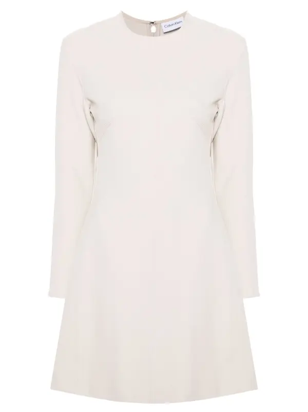Calvin Klein Flared Crepe Minidress - Neutrals
