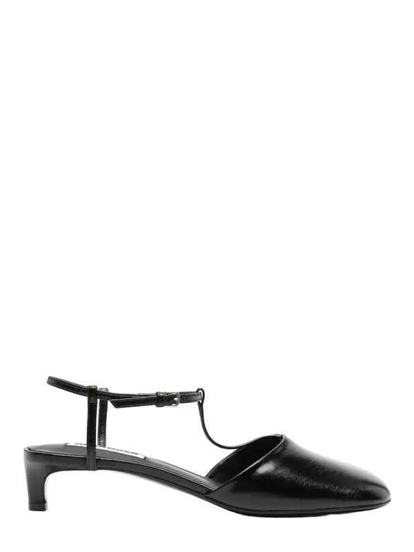 JIL SANDER T-bar Leather Pumps - Black