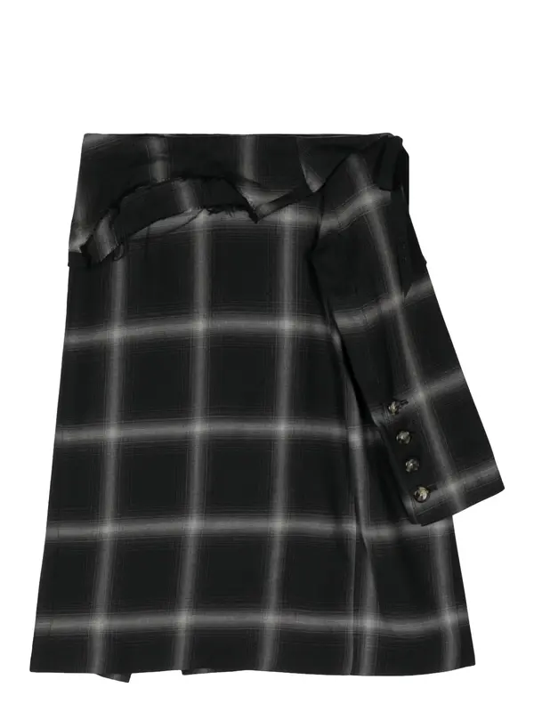 MARINA YEE Birkin Plaid Wool Skirt - Grey