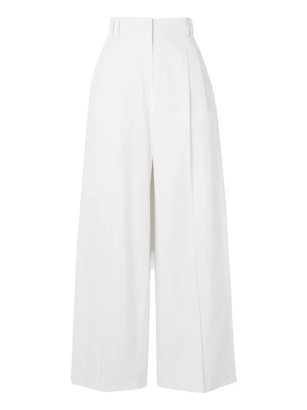 Another Tomorrow Net Sustain Pleated Linen Wide-leg Pants - White