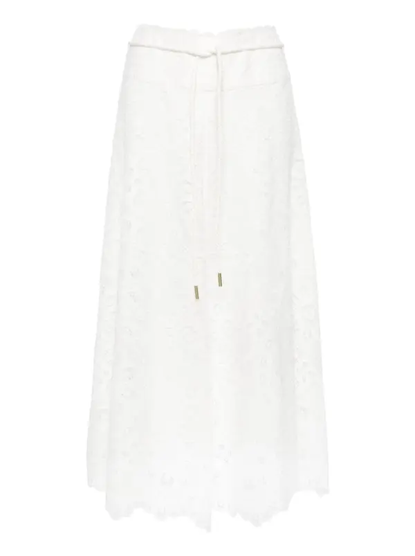 Zimmermann Ottie Flared Midi Skirt - White
