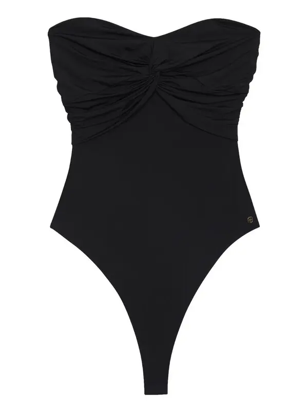 ANINE BING Ravine Gathered Strapless Bodysuit - Black