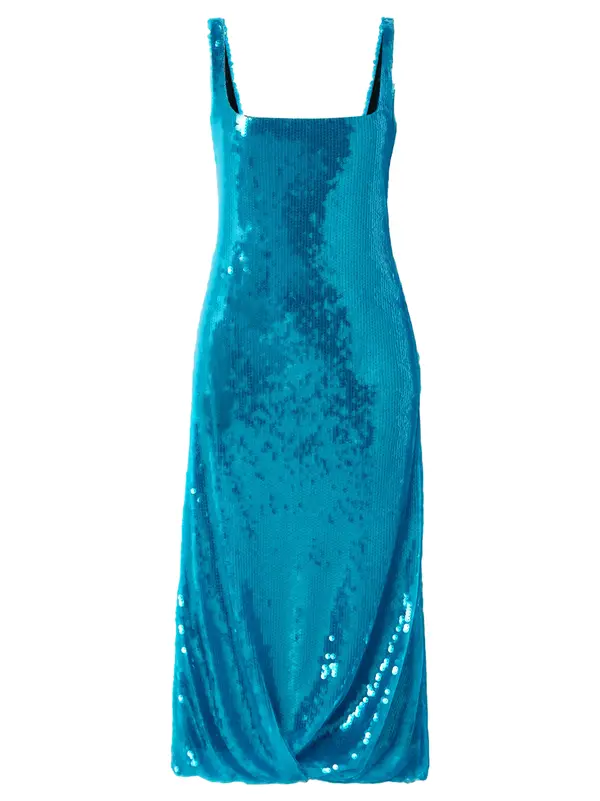 16Arlington Sidd Sequined Mesh Midi Dress - Blue