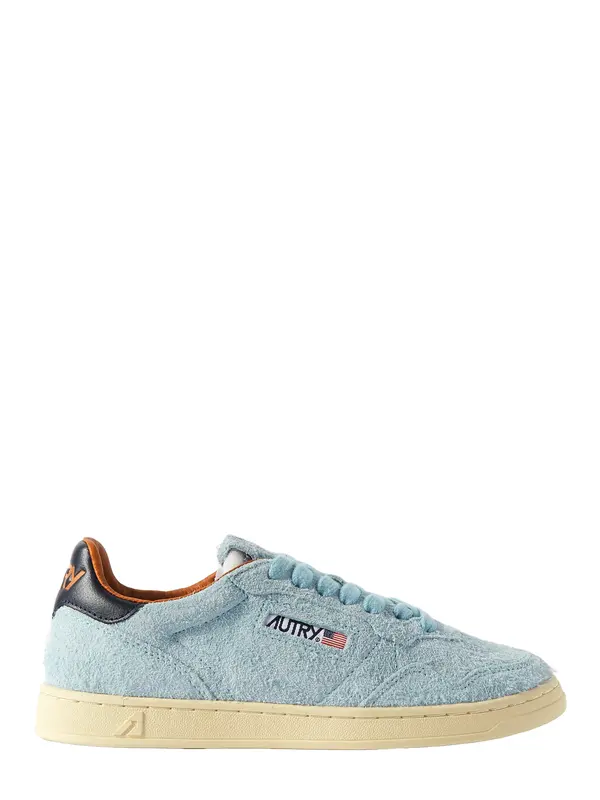 AUTRY Flat Low Leather-trimmed Suede Sneakers - Blue