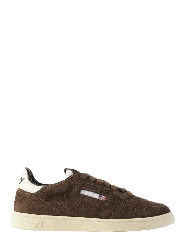 AUTRY Flat Low Leather-trimmed Suede Sneakers - Brown
