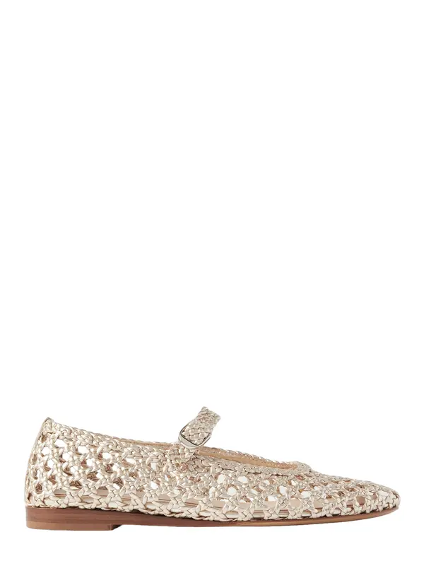 Le Monde Beryl Woven Metallic Leather Mary Jane Ballet Flats - Gold