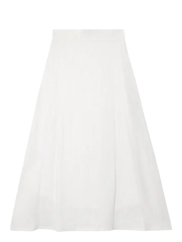 Giuliva Heritage Ada Linen-jacquard Midi Skirt - White