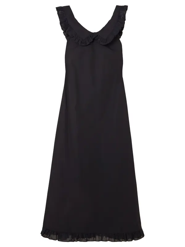 MOLLY GODDARD Laura Ruffled Midi Dress - Black