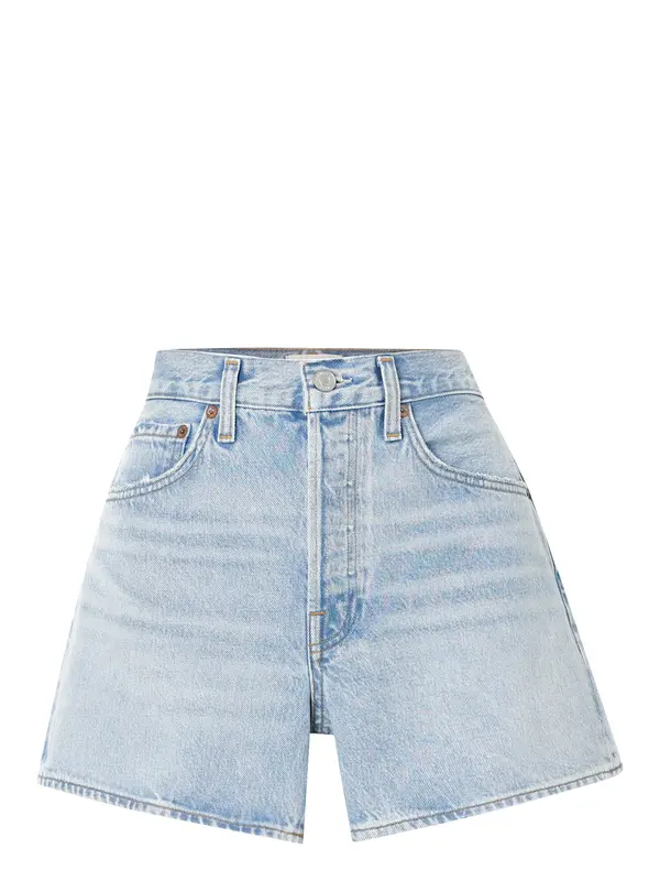 AGOLDE Parker Long Clean Denim Shorts - Blue