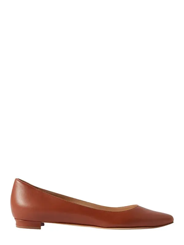 Manolo Blahnik Bb 10 Leather Flats - Brown