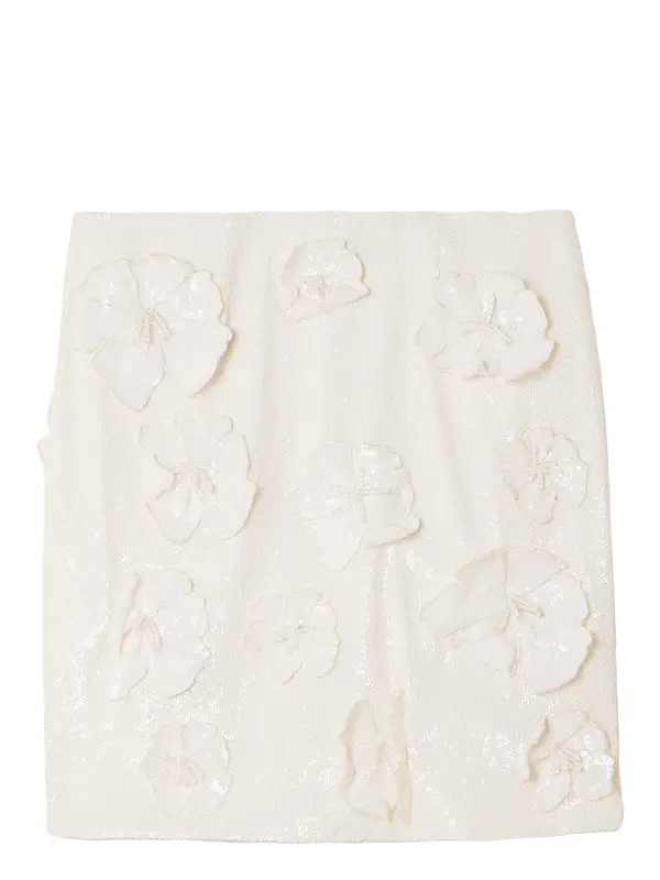 Remain Birger Christensen Appliquéd Sequined Mini Skirt - Ivory