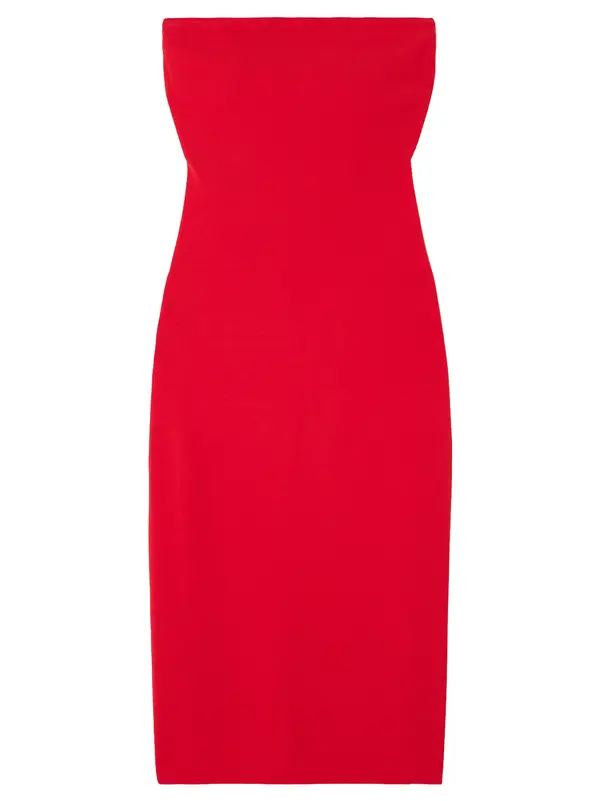 Staud Canna Strapless Midi Dress - Red