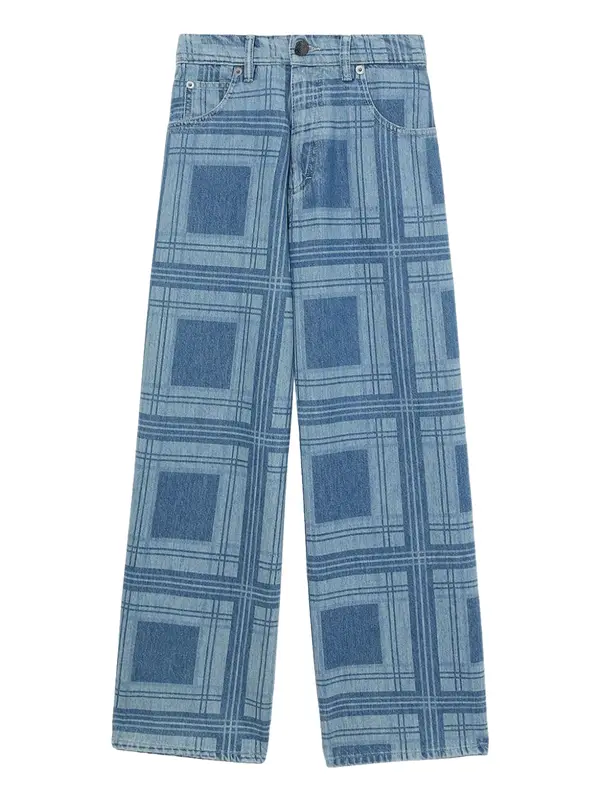 CHARLES JEFFREY Tartan Wide-leg Jeans - Blue