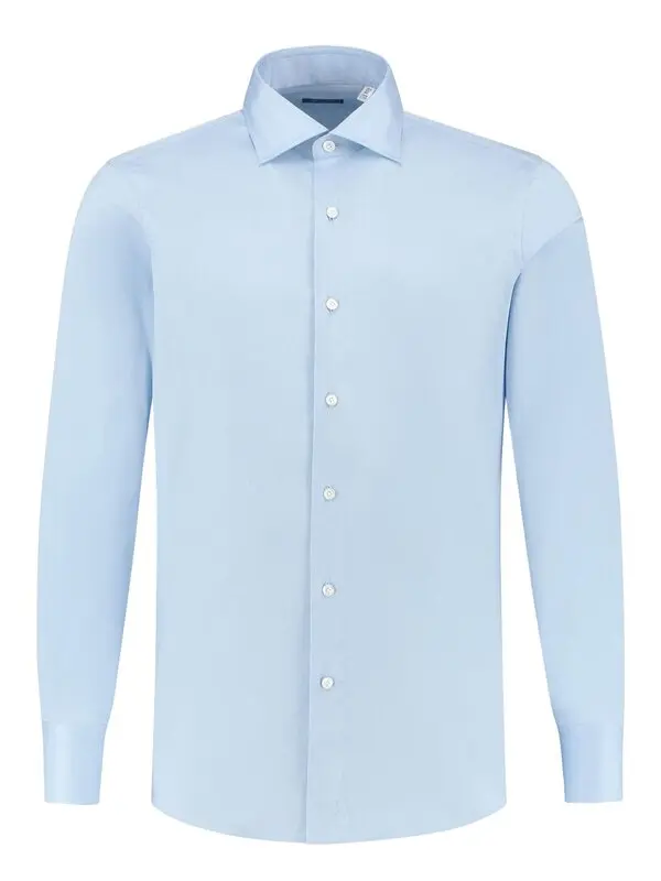FINAMORE 1925 Long-sleeve Cotton Shirt - Blue