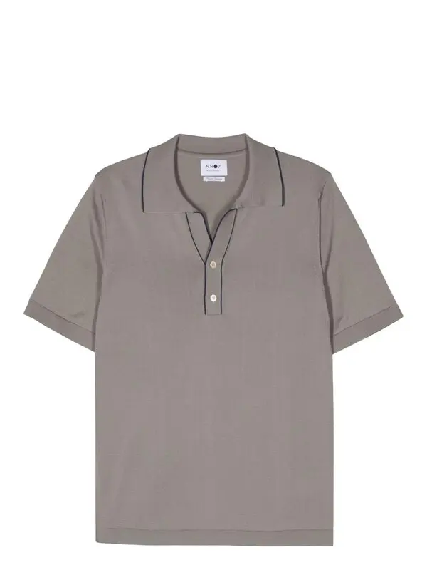 Nn07 Donald Stripe-detail Polo Shirt - Grey