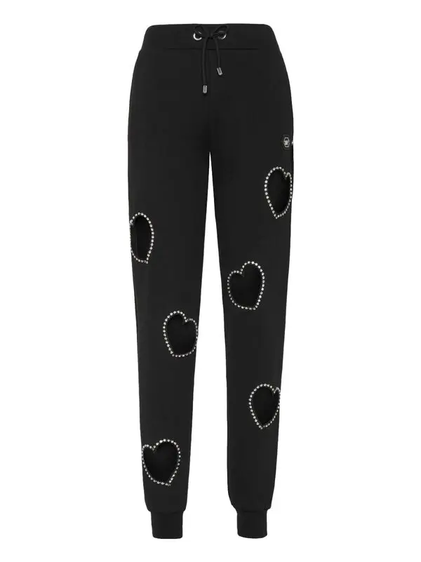 Philipp Plein Heart Cut-out Track Pants - Black