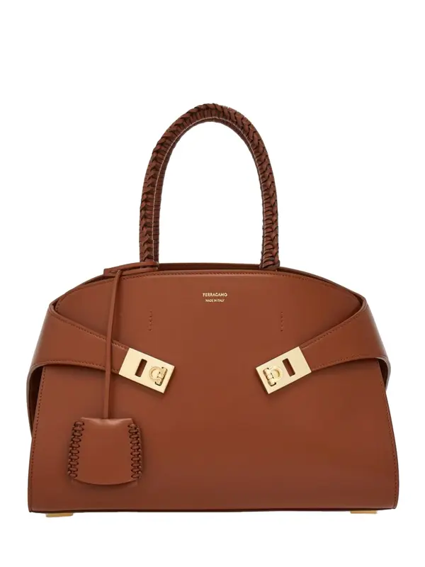 FERRAGAMO The Hug Small Leather Tote Bag - Brown