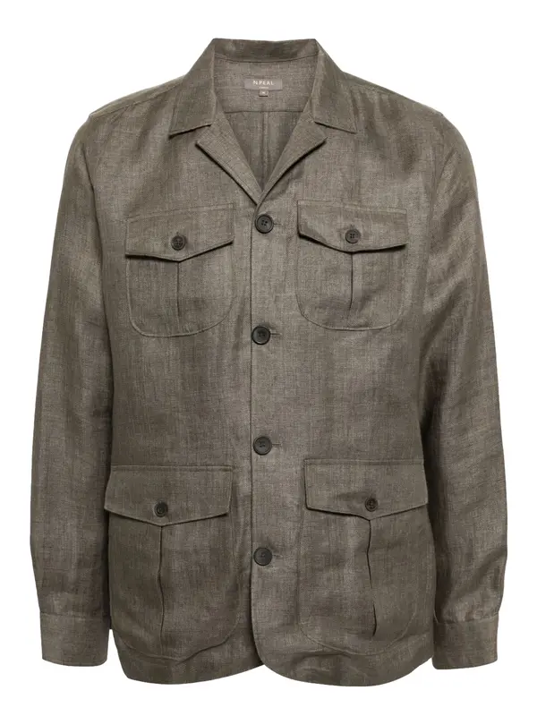 N.peal Linen Shirt Jacket - Brown
