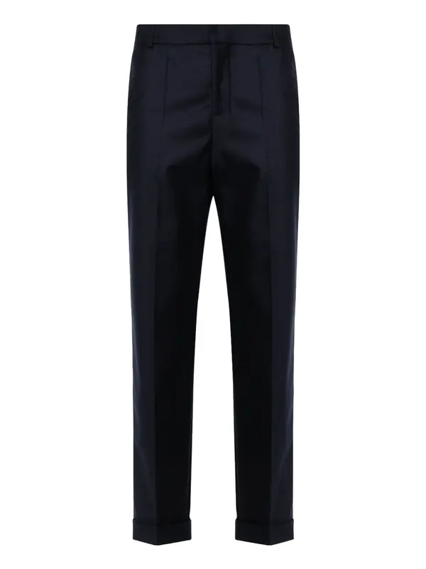 Balmain Virgin Wool Tailored Trousers - Blue