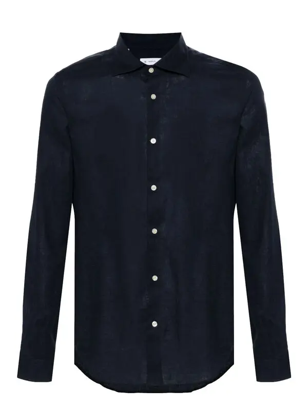 MANUEL RITZ Logo-embroidered Long-sleeves Shirt - Blue