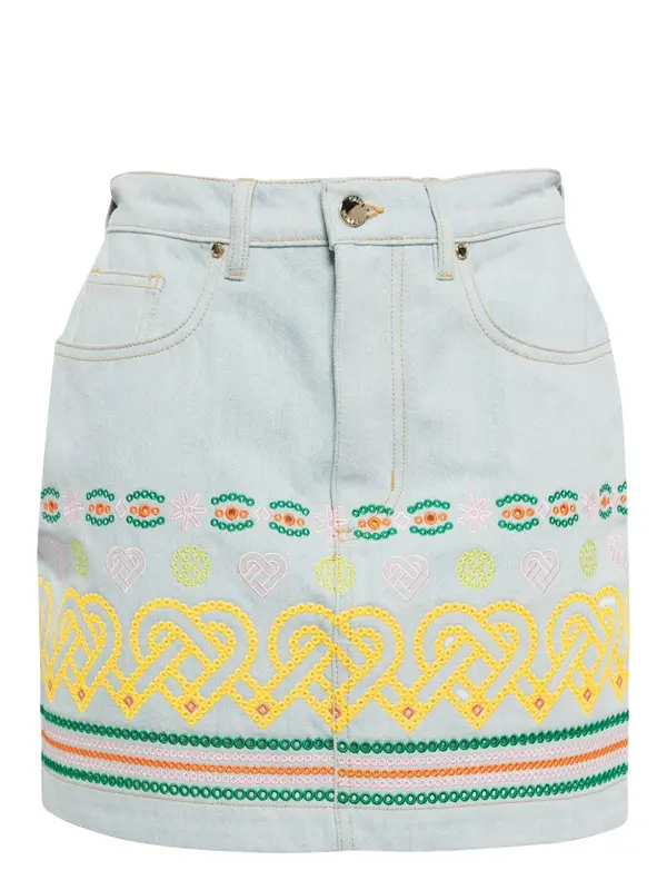 Casablanca Embroidered Mini Skirt - Blue