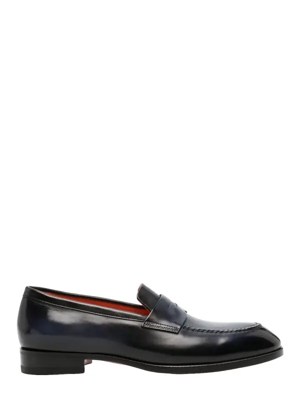 Santoni Faded Leather Penny Loafers - Blue