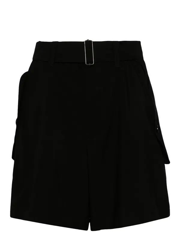 Y’s Belted High-waisted Shorts - Black