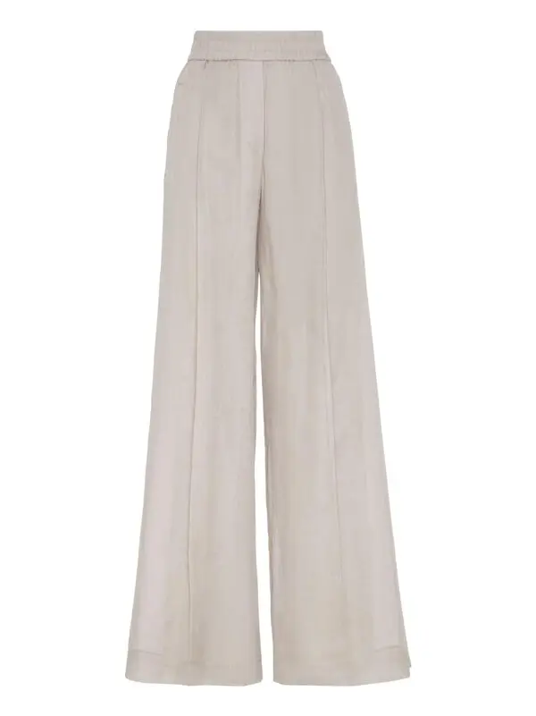 Brunello Cucinelli Elasticated-waist Linen Trousers - Neutrals
