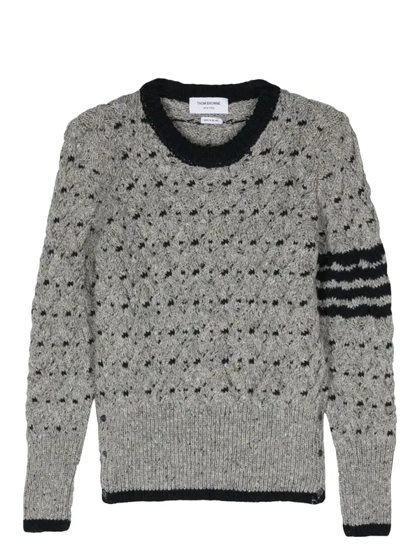 Thom Browne 4-bar Cable-knit Jumper - Grey