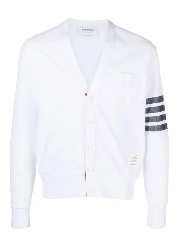 Thom Browne 4-bar Cotton Cardigan - White