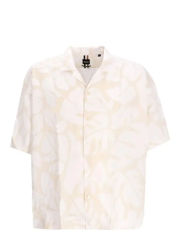 BOSS S-drew Leaf-print Shirt - White