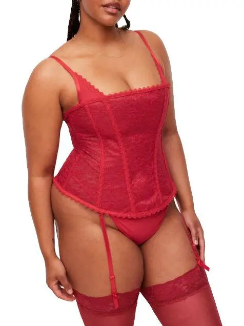 ADORE ME Lace Corset And G-string Set - Dark Red