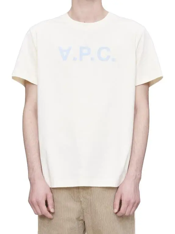 A.p.c. Grand V.p.c. Logo T-shirt - Ecru / Blue Ciel
