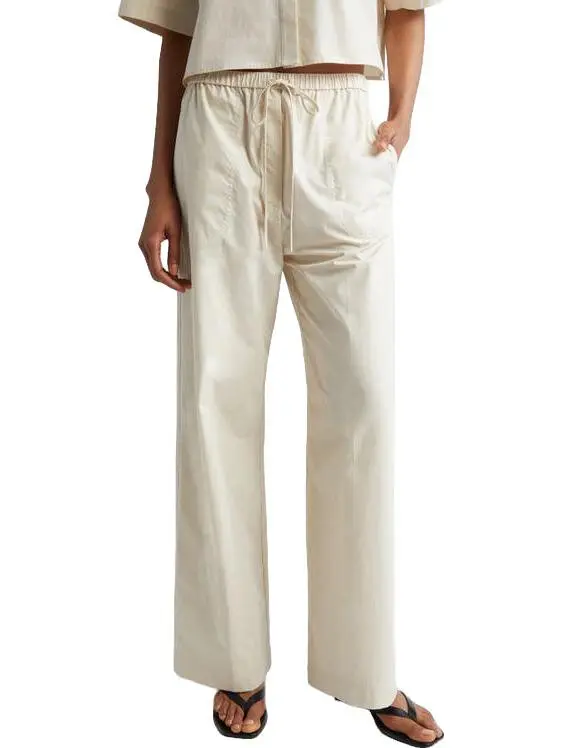 TOTEME Organic Cotton Poplin Drawstring Pants - Stone