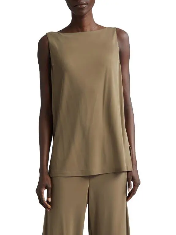 Lafayette 148 New York Sleeveless Boat Neck Top - Concrete