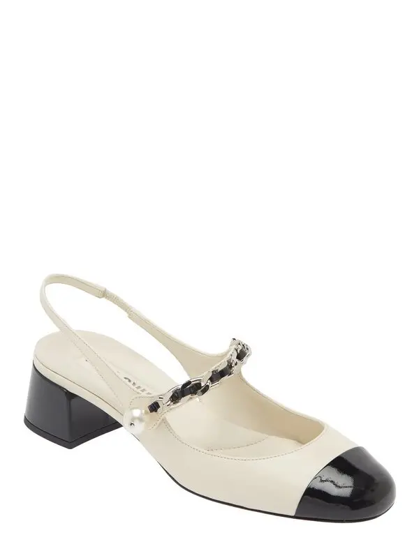 Miu Miu Chain Strap Slingback Pumps - Avorio/nero