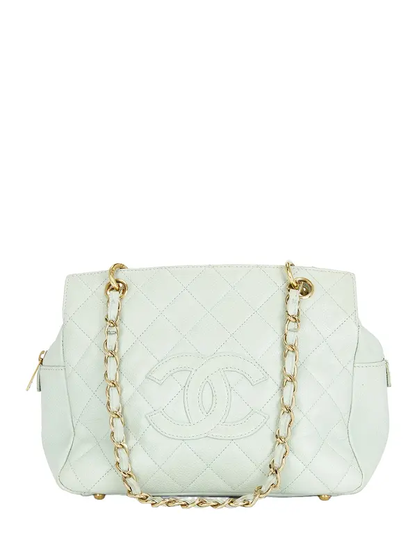 Chanel Caviar Timeless Bowling Bag - Light Blue