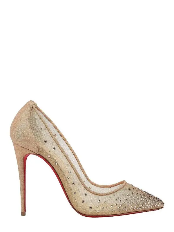 CHRISTIAN LOUBOUTIN Follies 100mm Mesh Strass Pumps - Beige