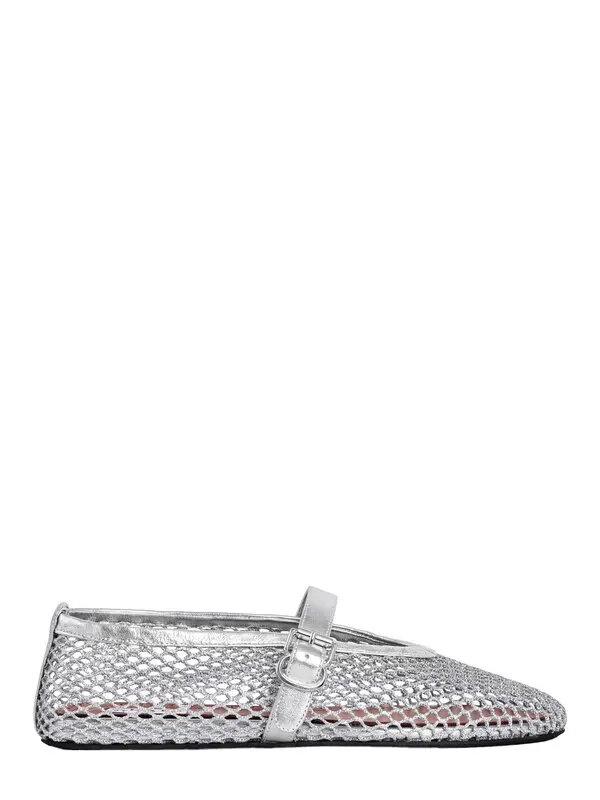 Alaïa Metallic Mesh Mary Jane Flats - Silver