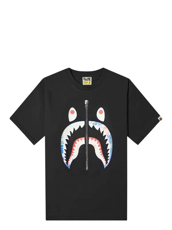 A BATHING APE Tie Dye Shark Tee - Black