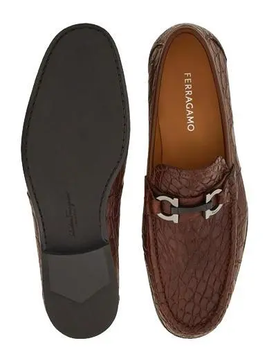 FERRAGAMO Gancini Ornament Moccasin - Natural