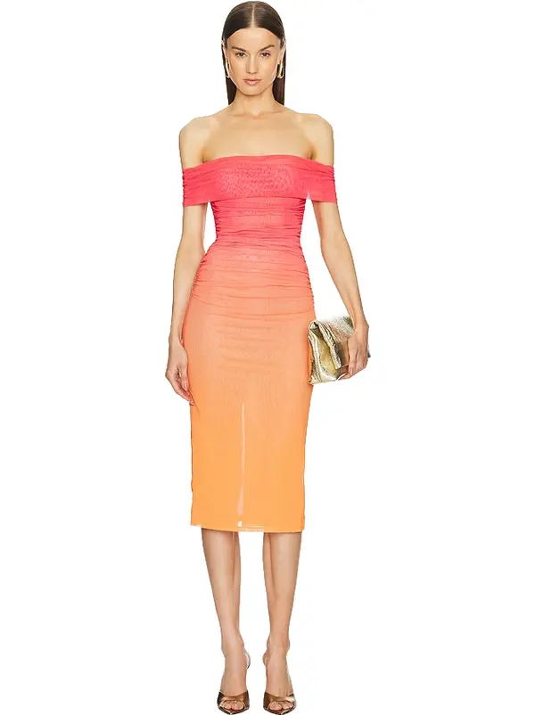 MICHAEL COSTELLO Sunset Midi Dress - Red Ombre