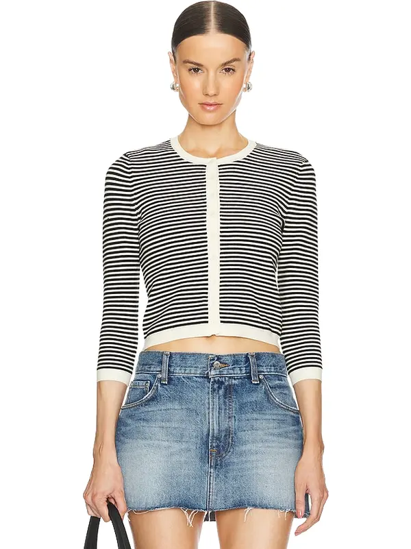 GRLFRND Isabelle Cardigan - Black & Ivory Stripe