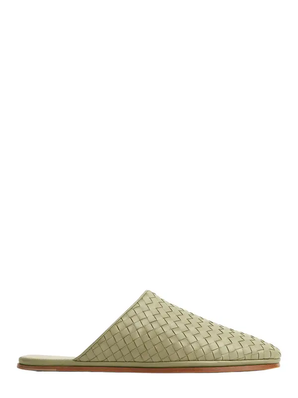 Bottega Veneta Intrecciato Leather Slipper - Travertine/ Sea Salt