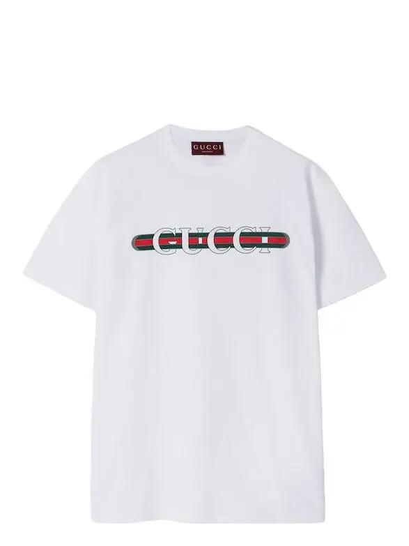 Gucci Printed Cotton Jersey T-shirt - White