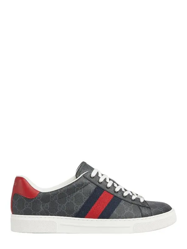 Gucci Ace Sneaker With Web And Gg Canvas - Black