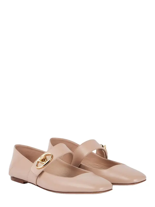Valentino Garavani Vlogo Locker Mary Jane Flats - Pink