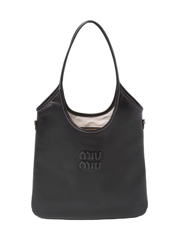 Miu Miu Leather Bag With Gold-tone Hardware - Black